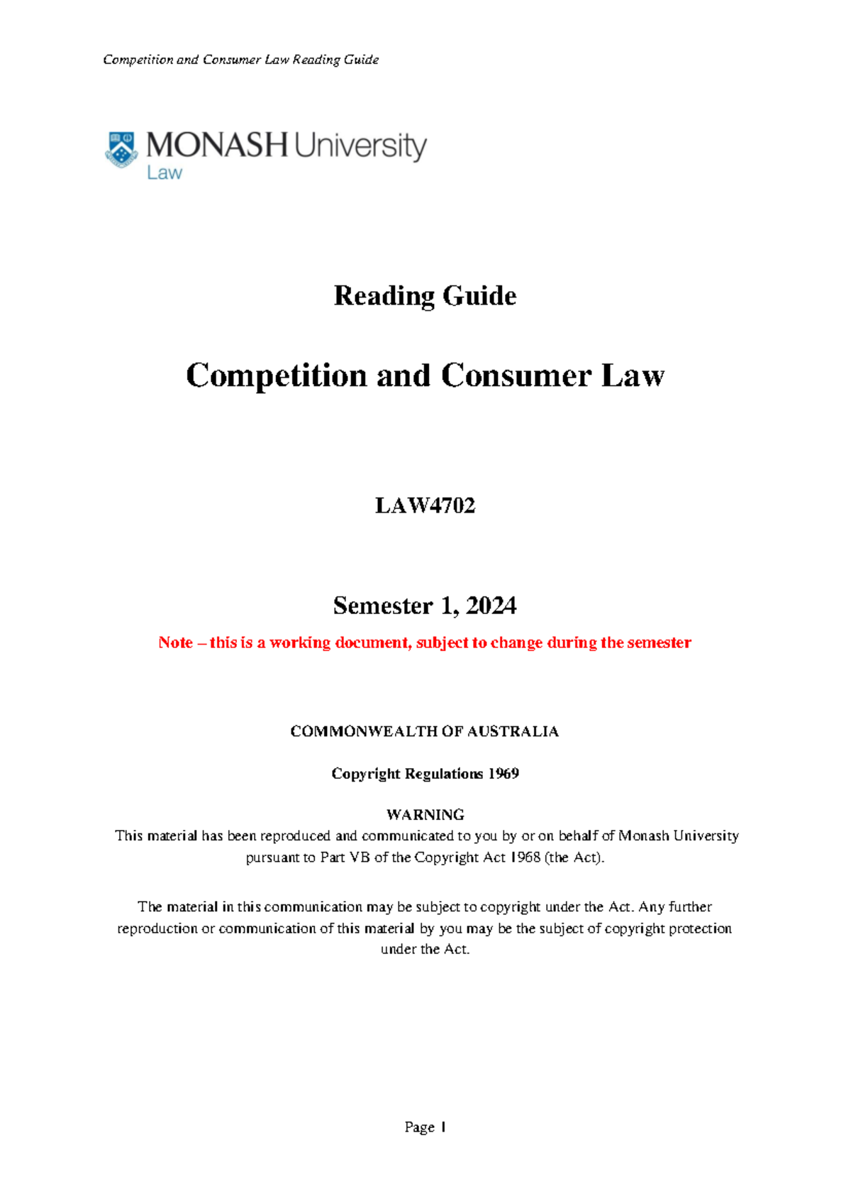 4702 - Reading Guide - Sem 1 2024 - as at 16 Jan 2024 - Subject TO ...