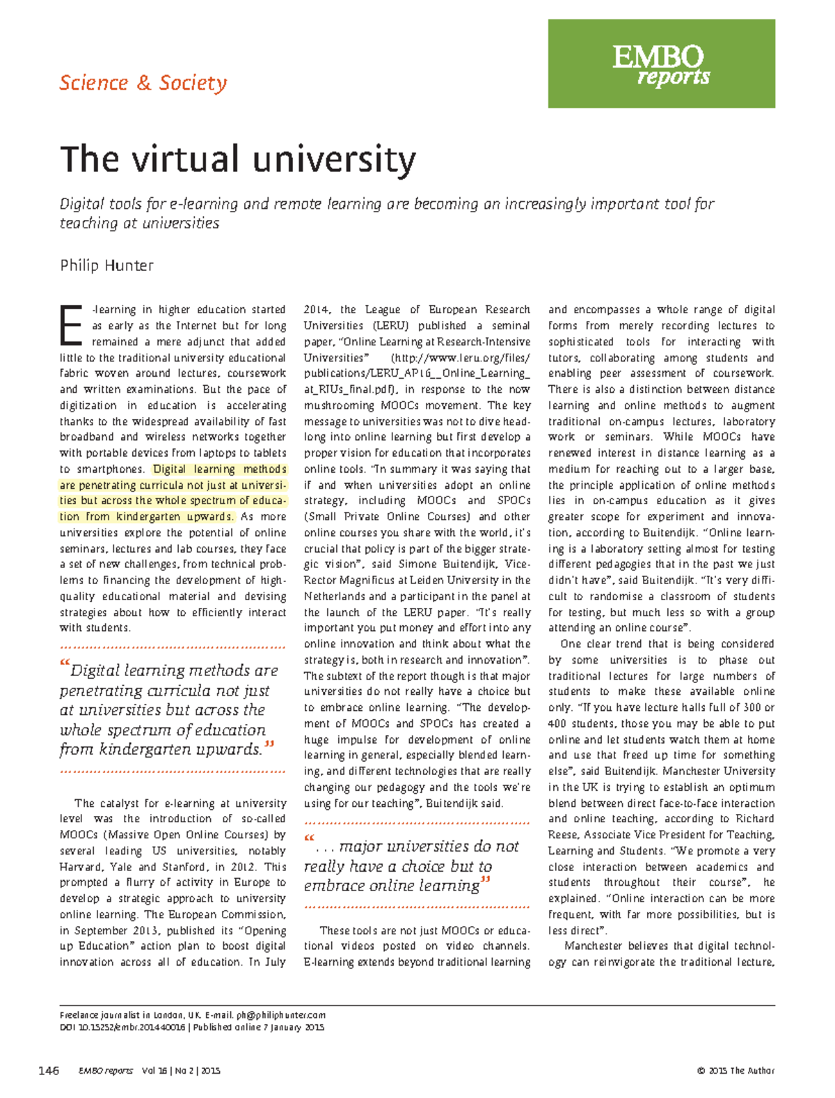 The virtual university - Science & Society The virtual university ...