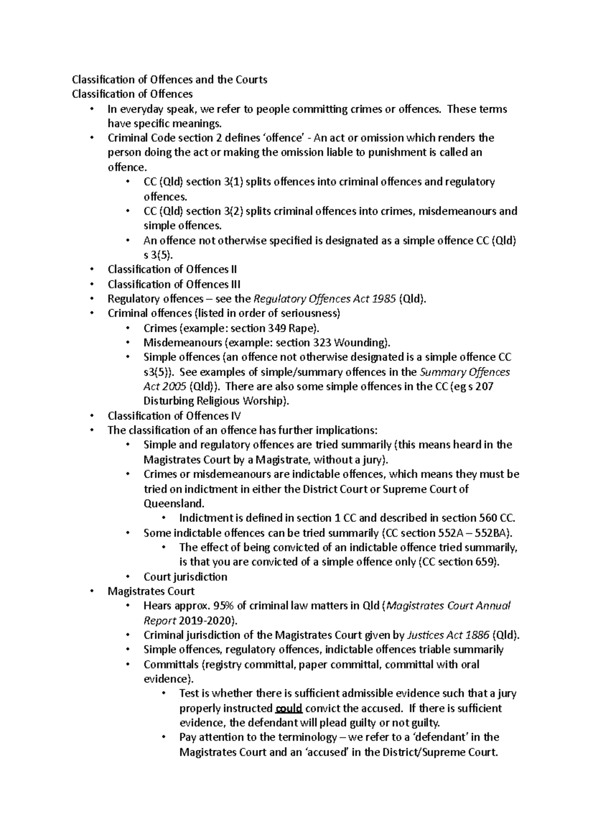 Classification of Offences and the Courts - Classification of Offences ...