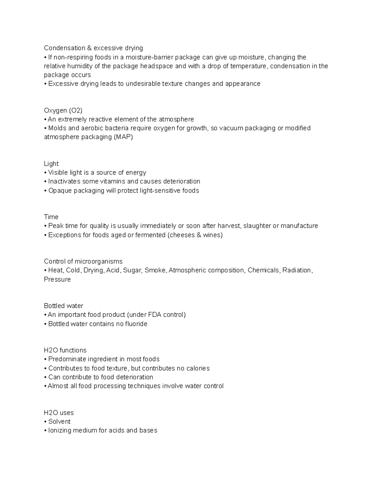What is food science Notes 8 - Condensation & excessive drying If non ...