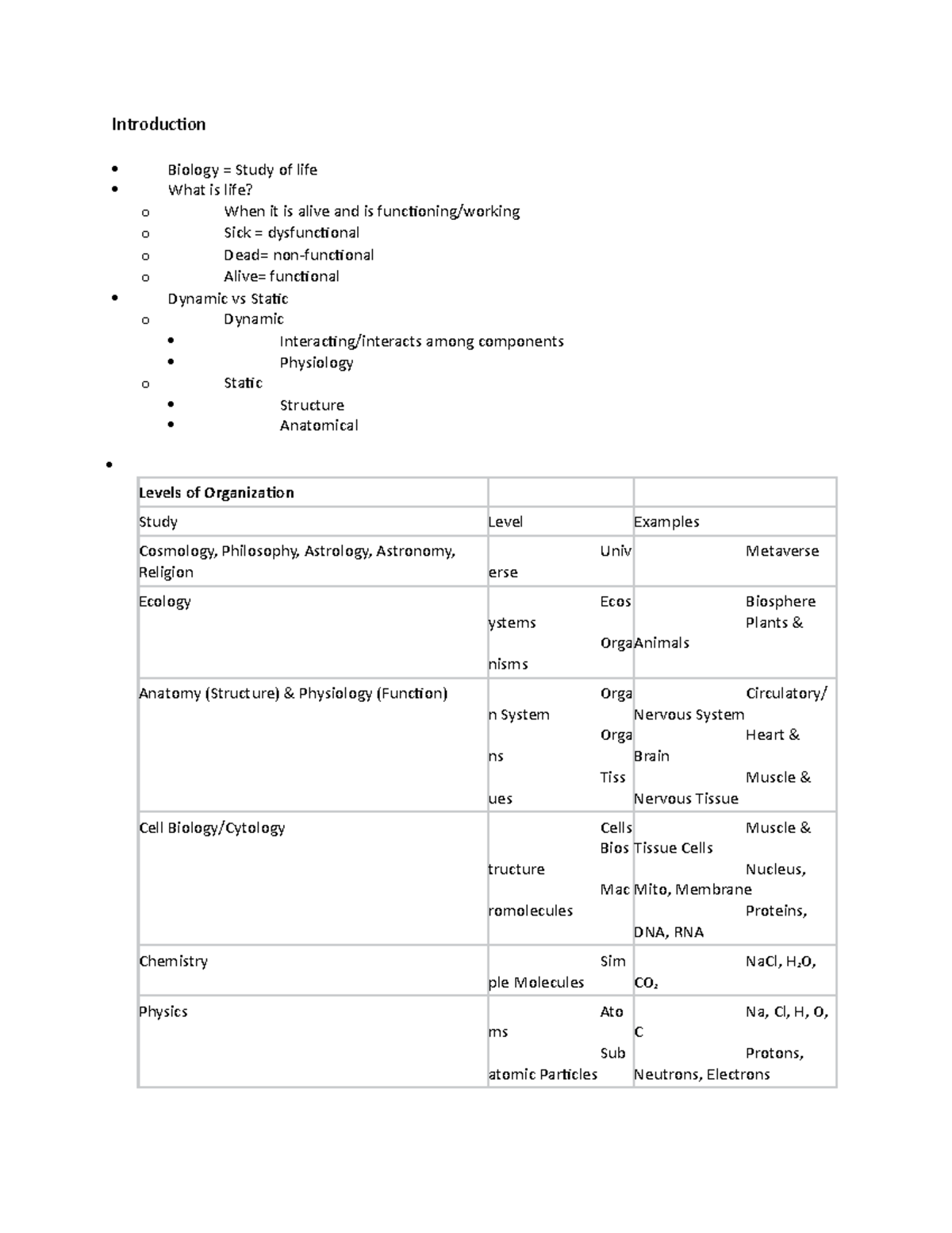 Introduction to Biology - Introduction Biology = Study of life What is ...
