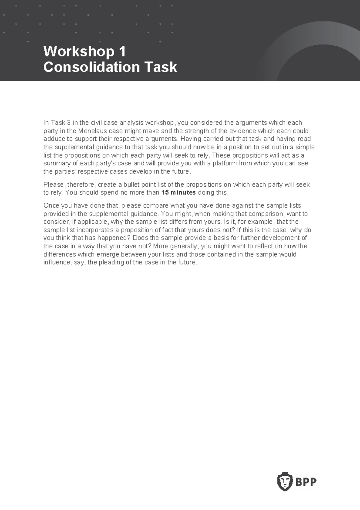 BTC1 Civil WS1 Consolidate Task - Workshop 1 Consolidation Task In Task ...