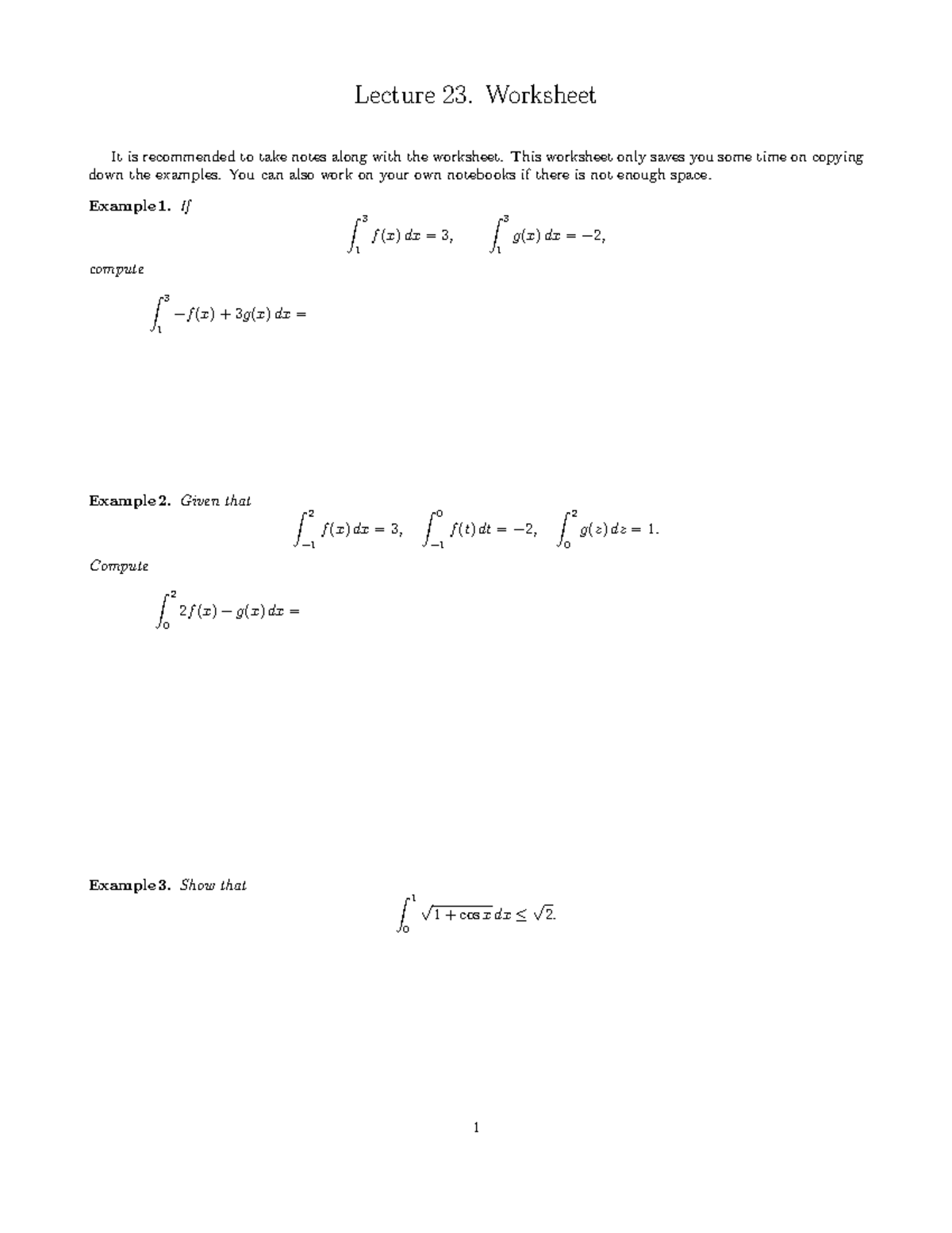 Lecture 23 worksheet - Lecture 23. Worksheet It is recommended to take ...