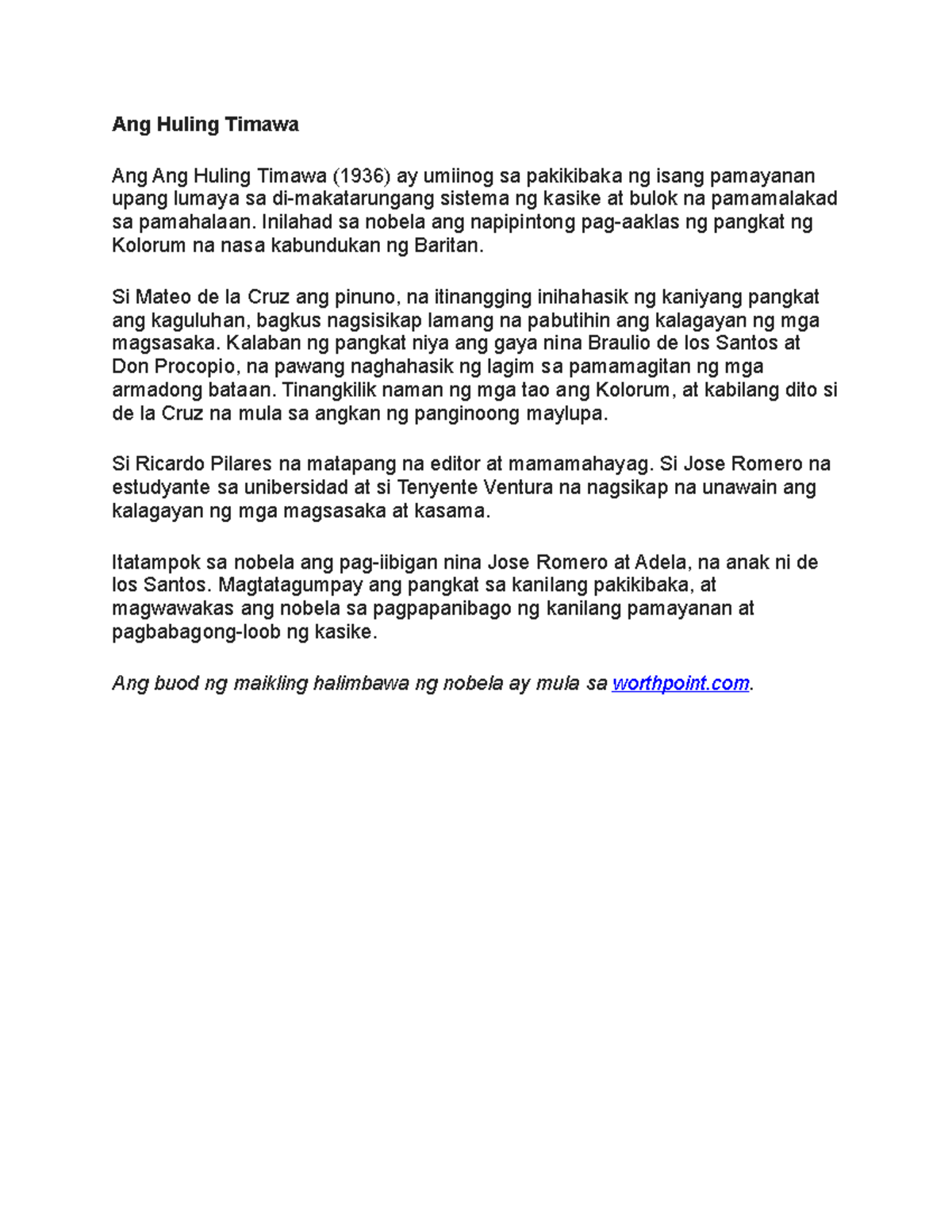 Ang-Huling-Timawa - for filipino sub - Ang Huling Timawa Ang Ang Huling ...