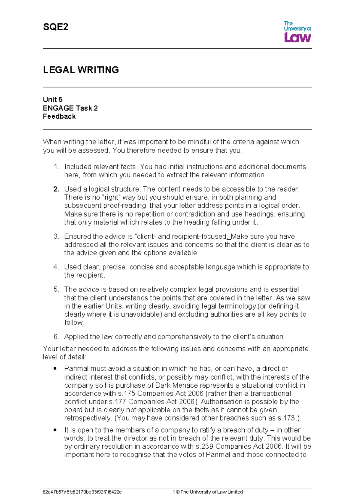Research Business 2 Answer - LEGAL WRITING Unit 5 ENGAGE Task 2 ...