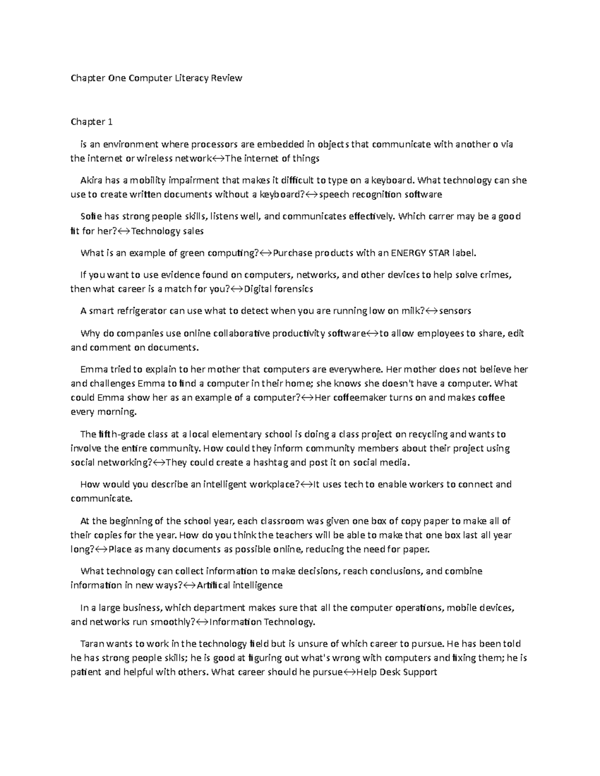 Chapter 1 Comp Lit Notes - Chapter One Computer Literacy Review Chapter ...