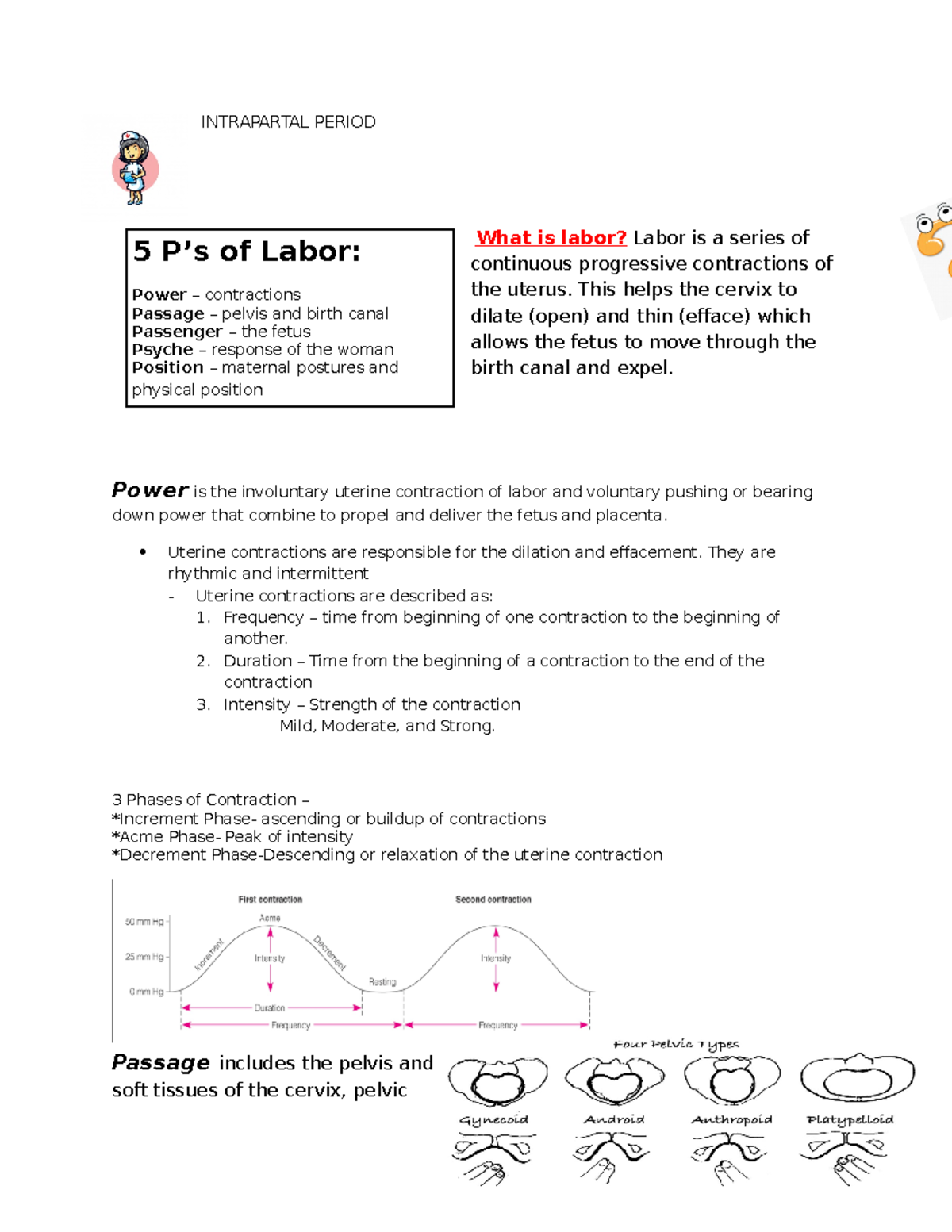 Intrapartal Period chapter 8 notes - INTRAPARTAL PERIOD What is labor ...