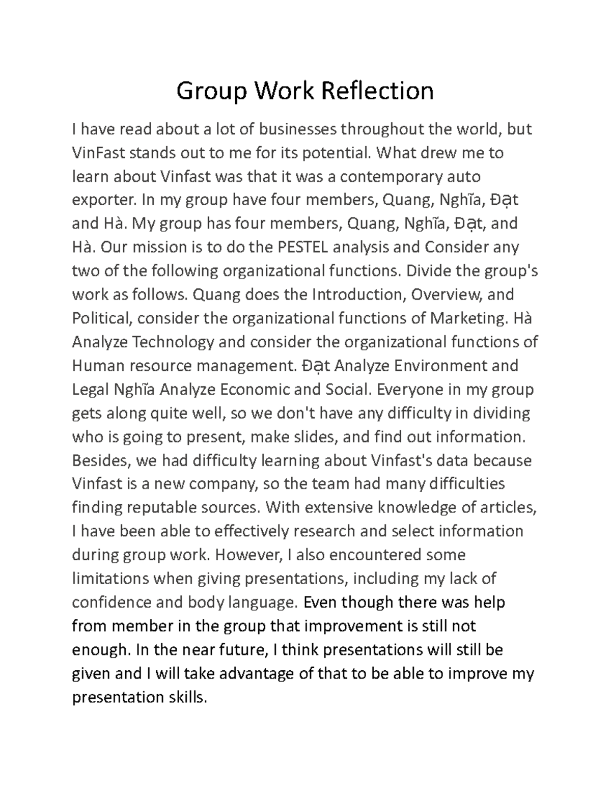 New Microsoft Word Document - Group Work Reflection I have read about a ...