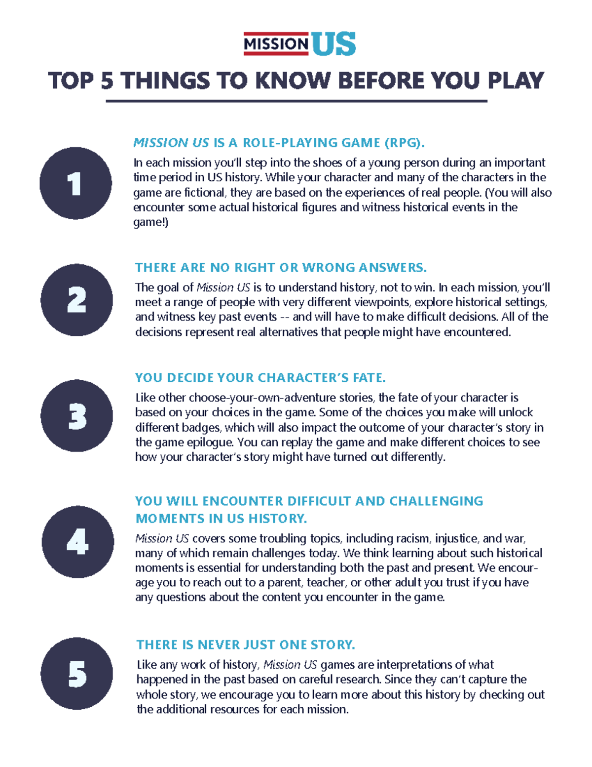 Mission US PART2 - MISSION US IS A ROLE-PLAYING GAME (RPG). In each ...