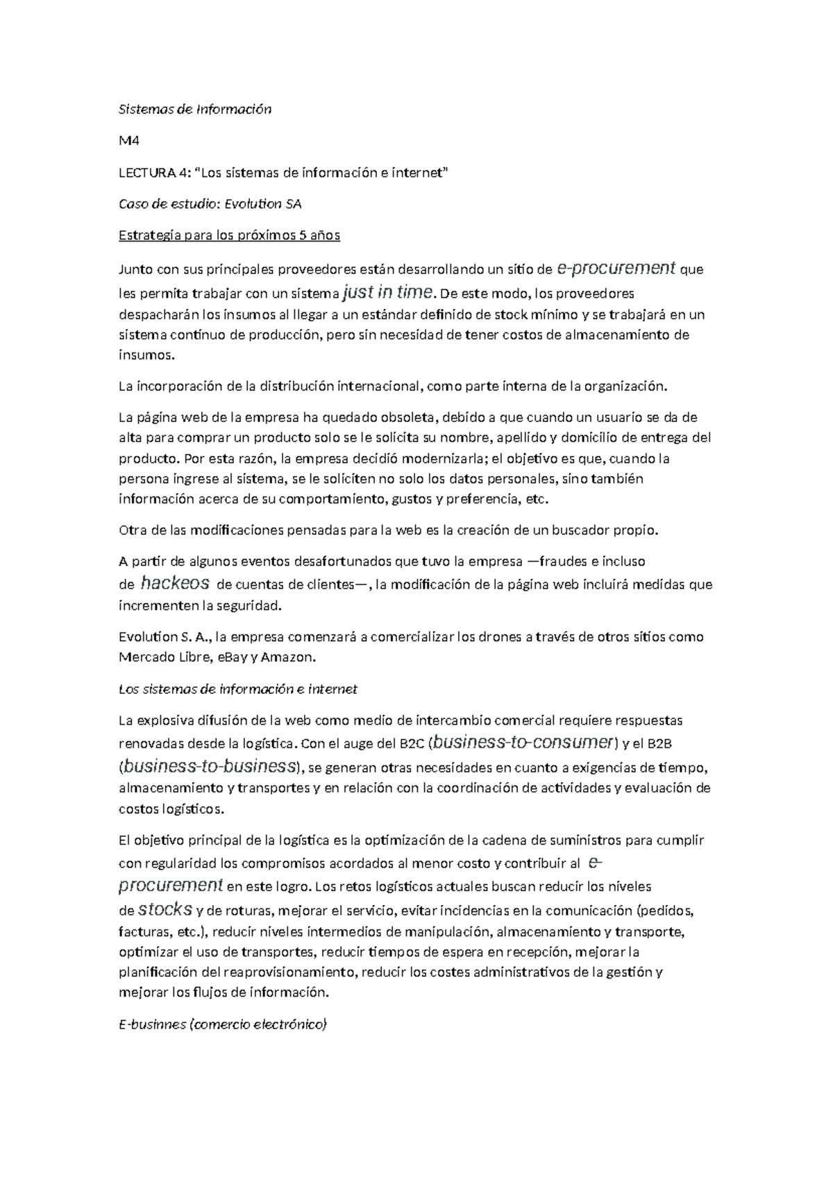 M4 Lectura 4 - Sistemas de Información M LECTURA 4: “Los sistemas de información e internet ...