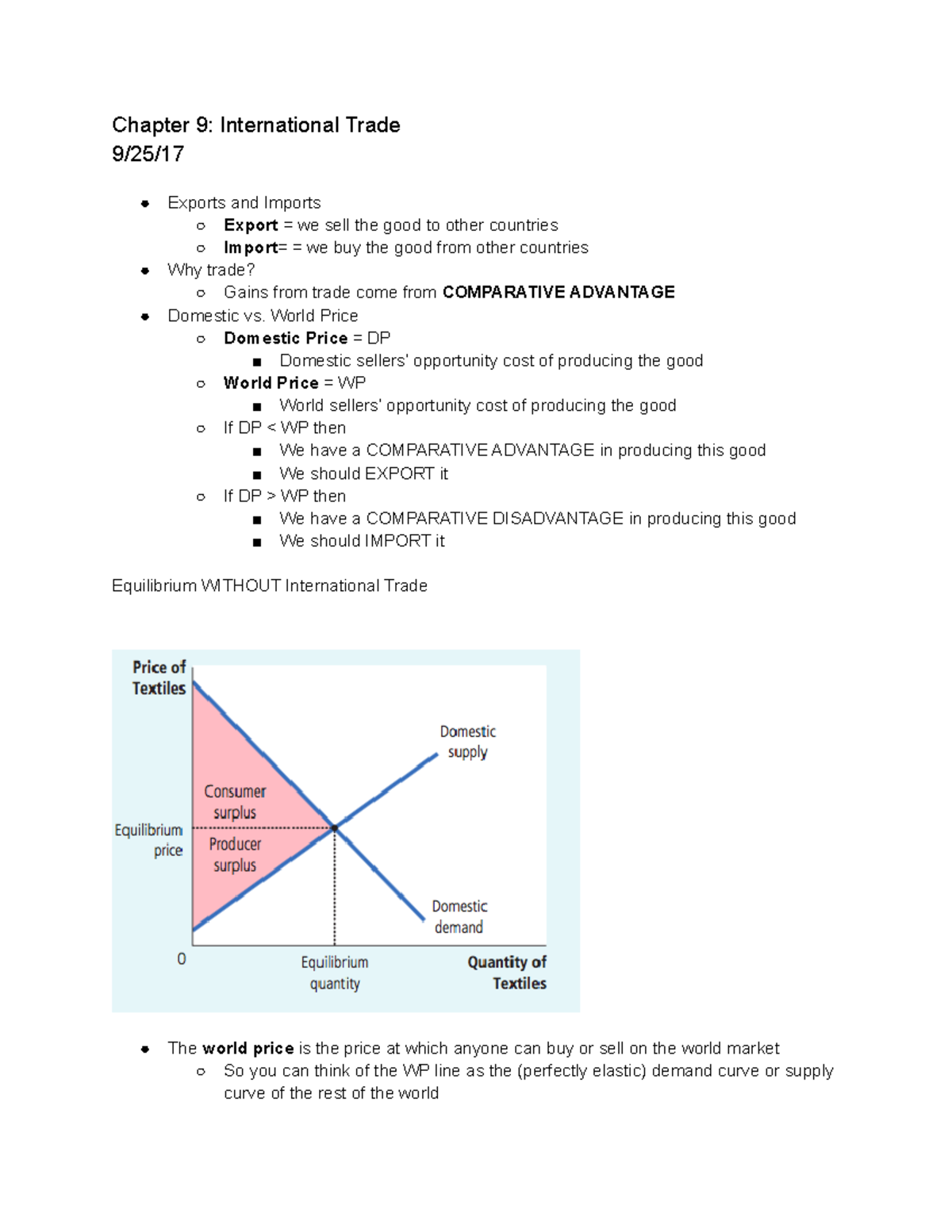 Unit 2 Economics Notes - Chapter 9: International Trade 9/25/ Exports ...