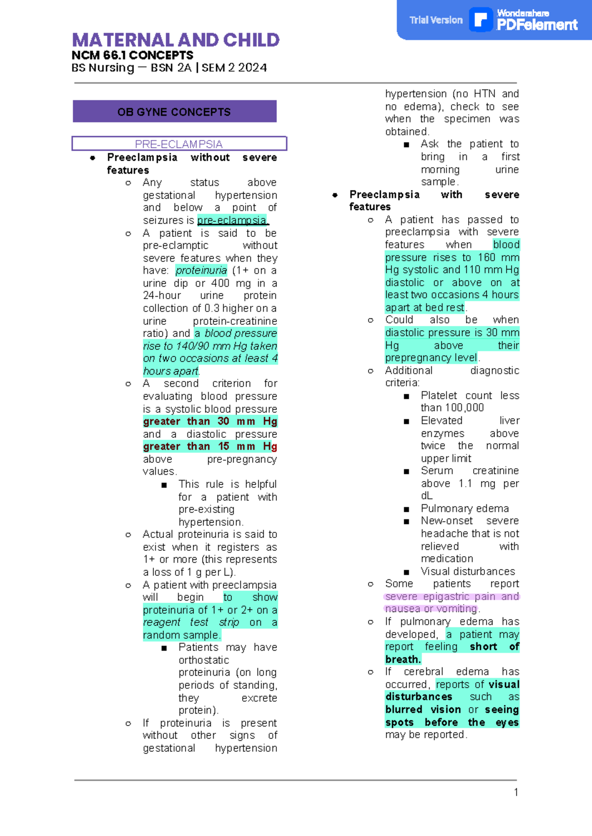 NCM 66.1 Maternal AND Child ( Finals) - MATERNAL AND CHILD NCM 66 ...