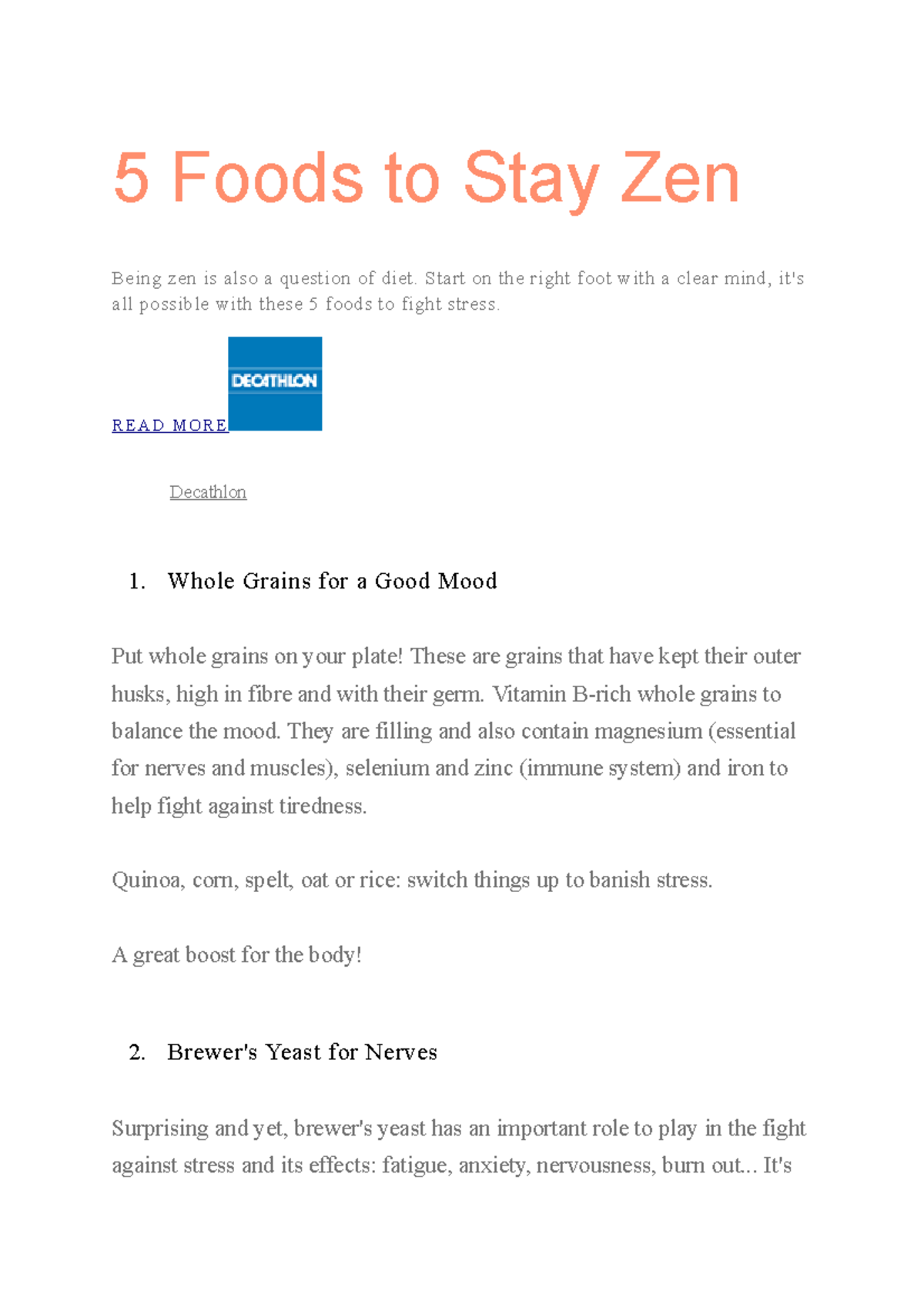 5 Foods to Stay Zen - 5 Foods to Stay Zen Being zen is also a question ...