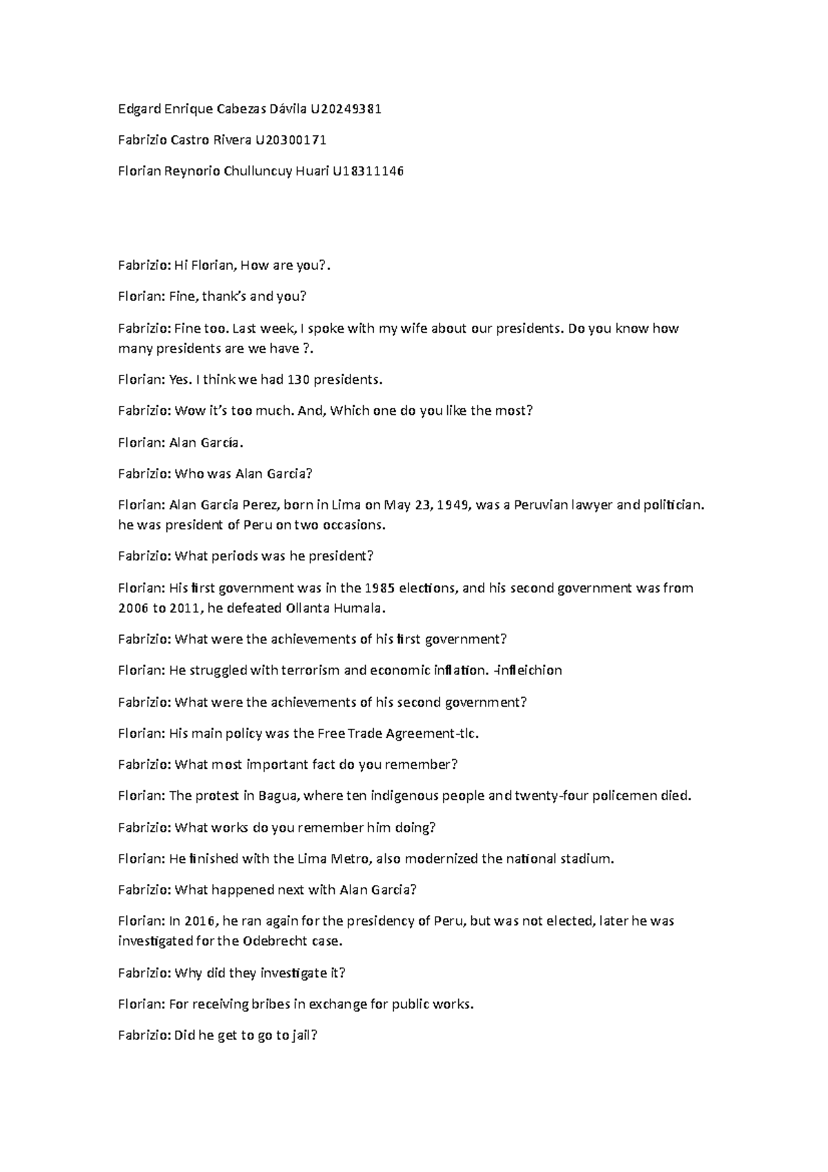 Assignment - A success story from Peru- Fabrizio Castro - Edgard ...