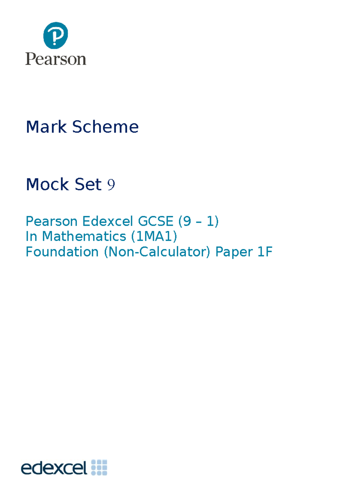 Mock Set 9 MScheme - markscheme - Mark Scheme Mock Set 9 Pearson ... Mock Set 9 MScheme - markscheme - Mark Scheme Mock Set 9 Pearson ...
