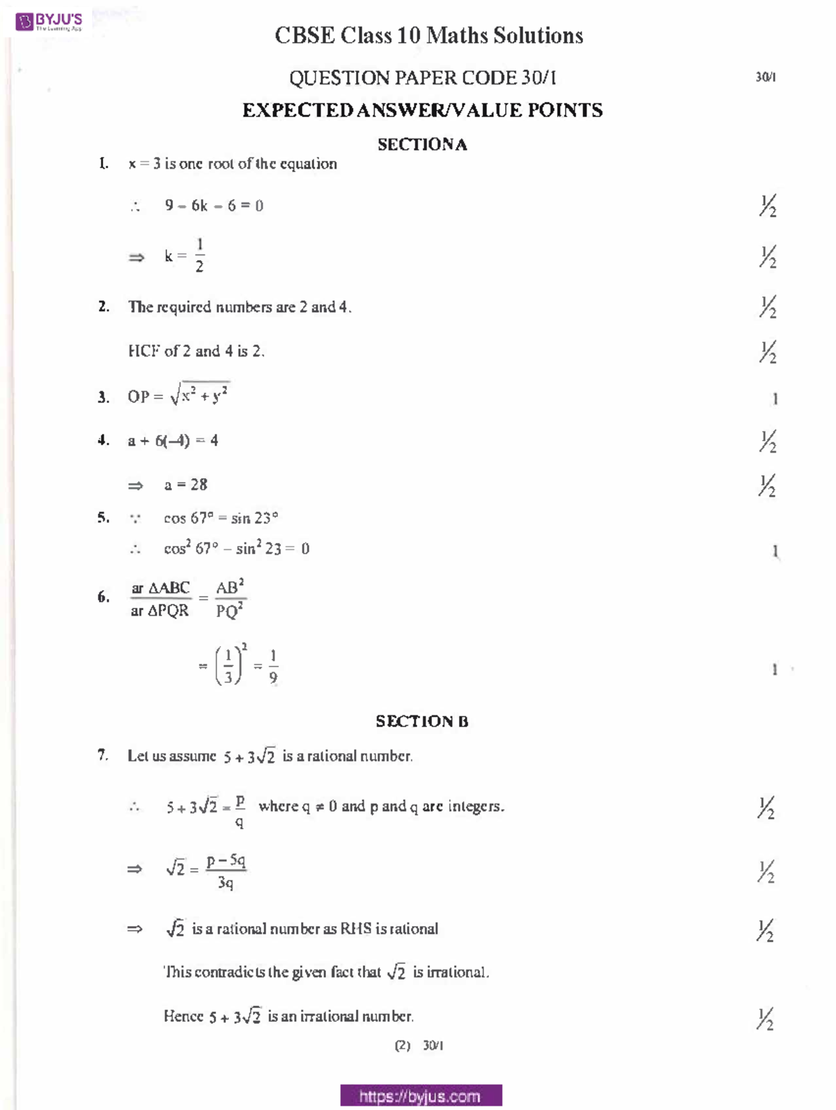 CBSE Class 10 Maths Solution PDF 2018 Set 1 - 1. 2. 3. 4. s. 6. 7 ...