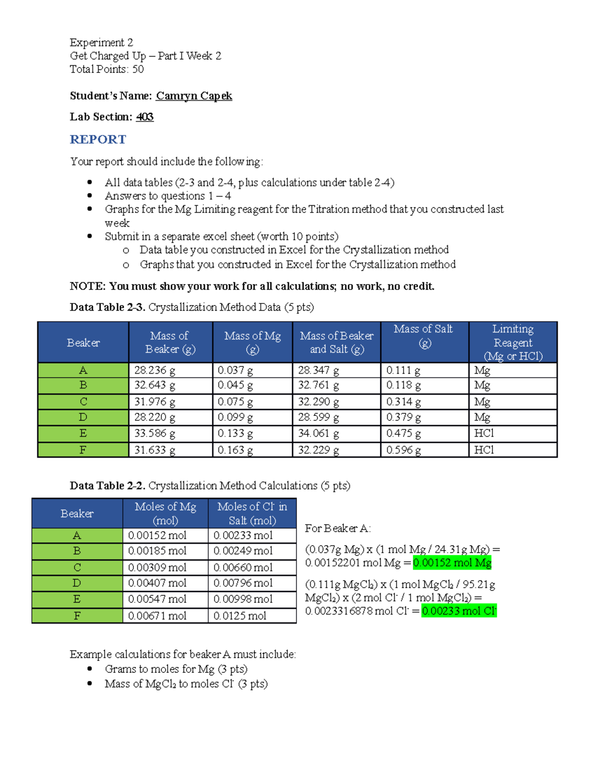 Get charged up week 2 - Experiment 2 Get Charged Up – Part I Week 2 ...