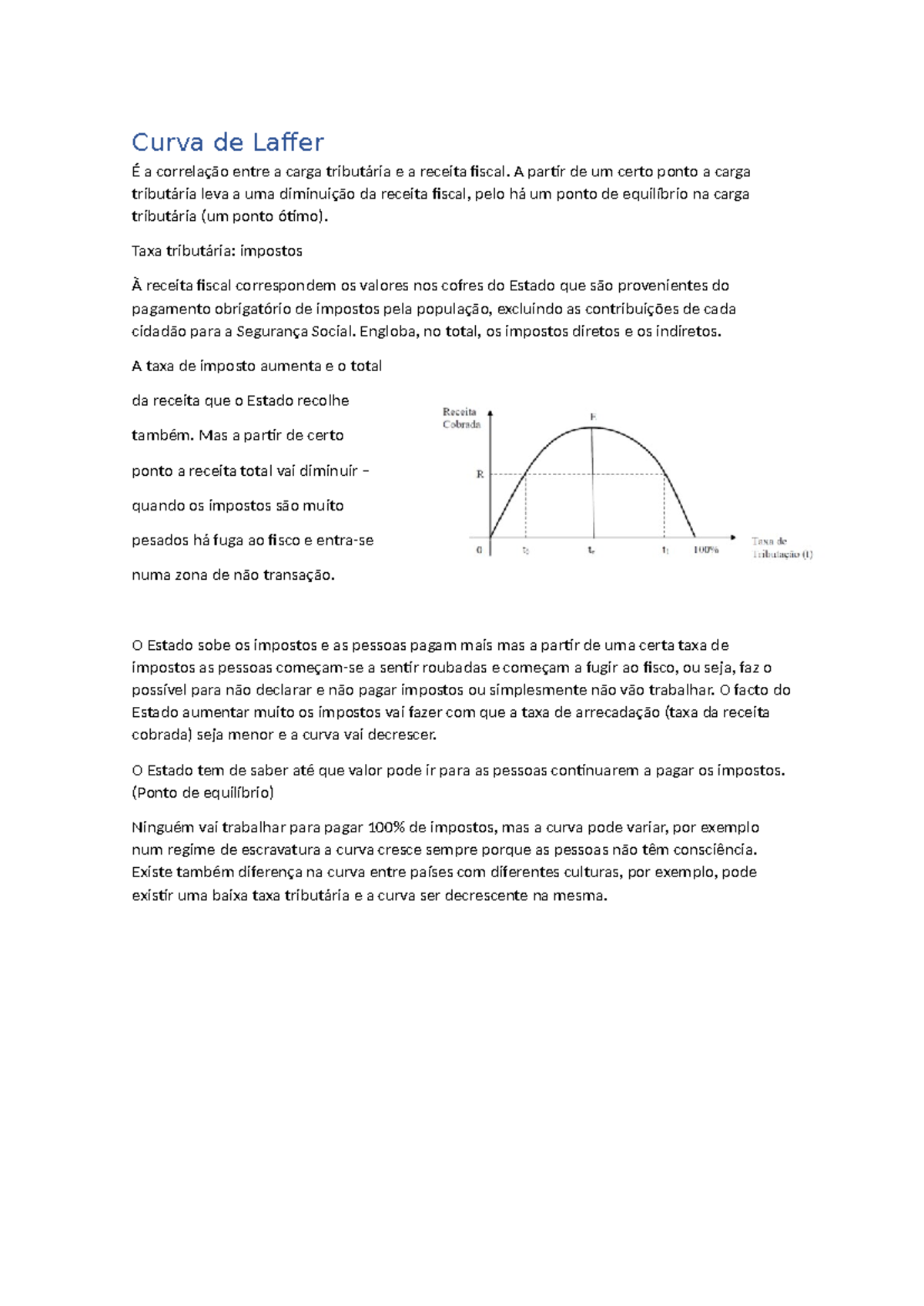 Curva de Laffer - Resumo Microeconomia - Curva de Laffer É a correlação ...