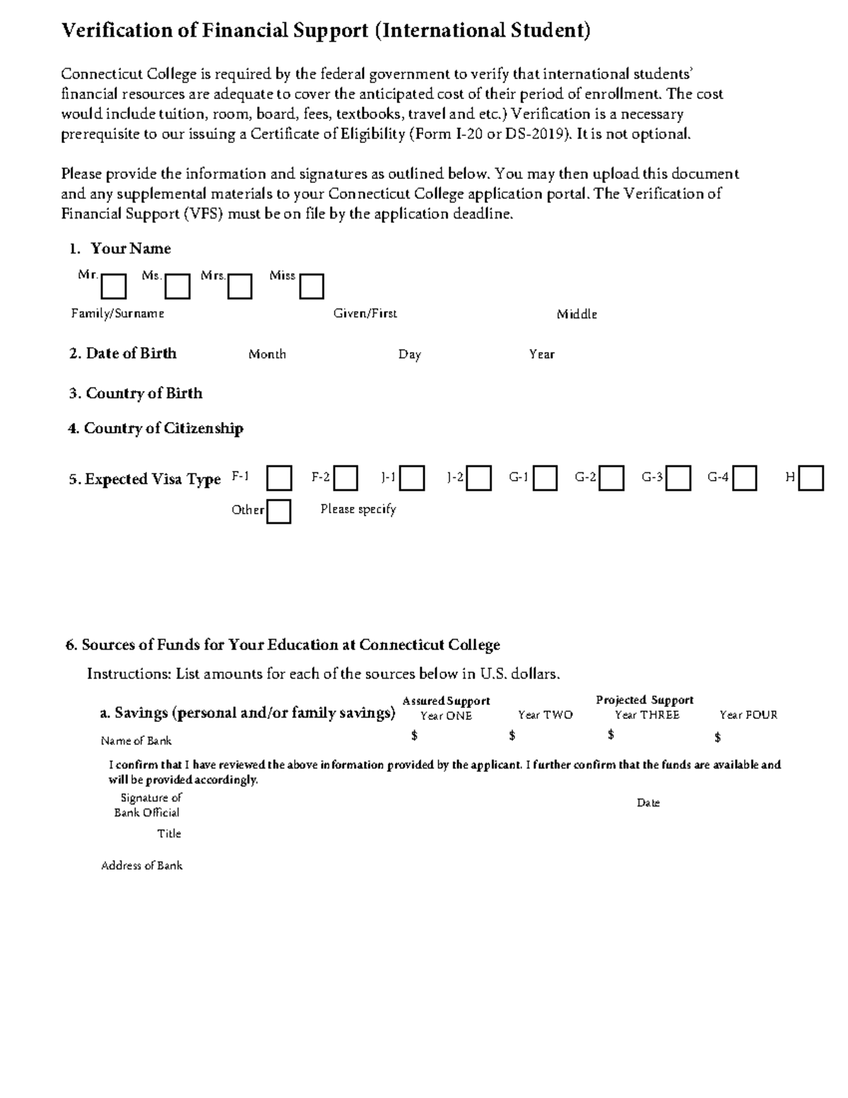 Verification of Financial Support - The cost would include tuition ...