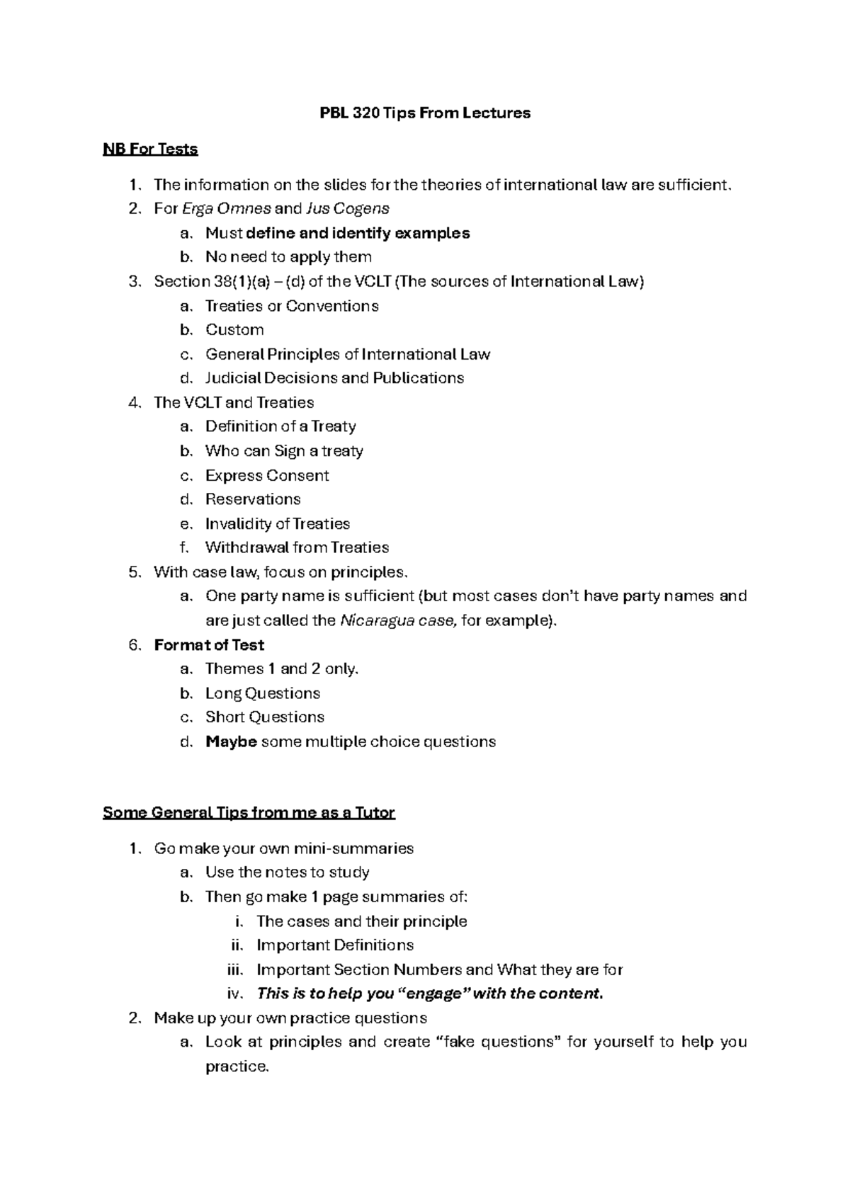 PBL 320 Tips From Lectures PDF - PBL 320 Tips From Lectures NB For ...
