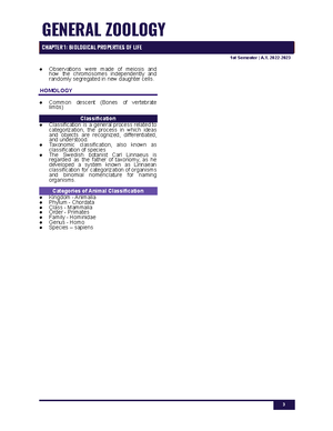 2.2 General Zoology - Gen Zoo Notes - GENERAL ZOOLOGY LESSON 2: THE ...