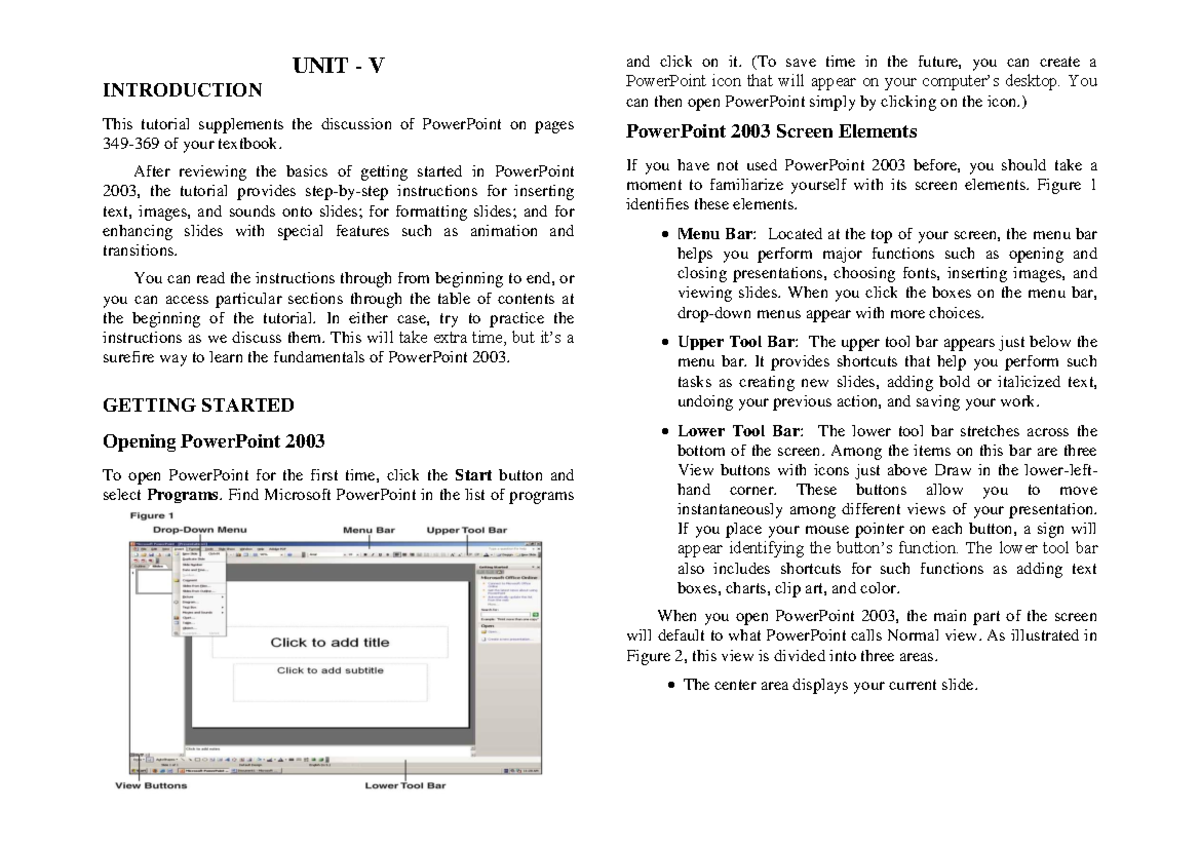 UNIT V FC Notes - Fundamentals of Computers - UNIT - V INTRODUCTION ...