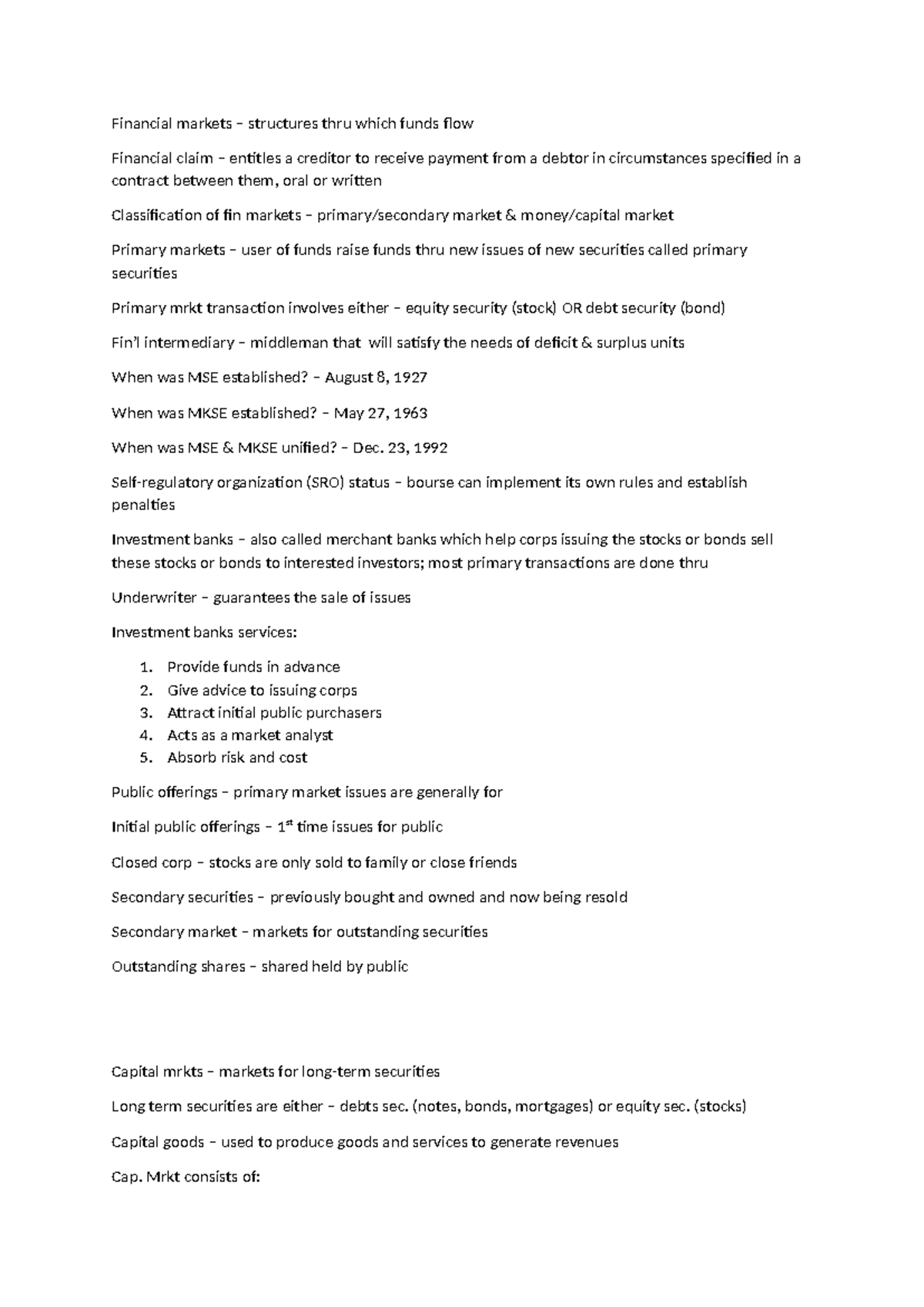 Financial markets - Copy - Financial markets – structures thru which ...