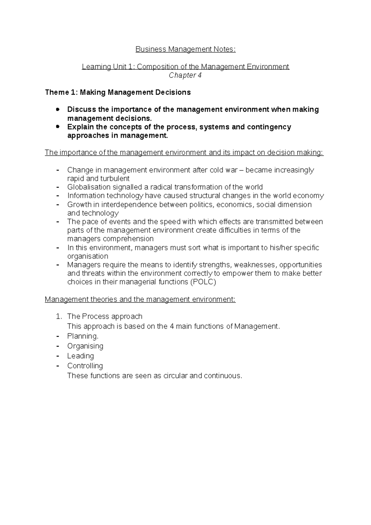 Business Management Notes.docx - Business Management Notes: Learning ...