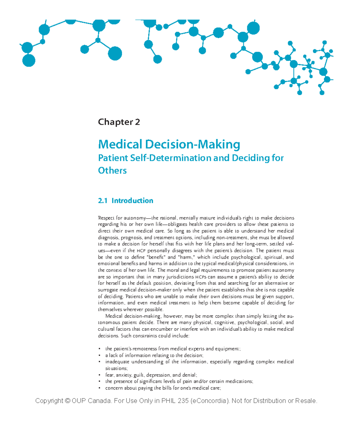 Lesson 1 Introduction - Lecture notes 1.1 - Chapter 2 Medical Decision ...