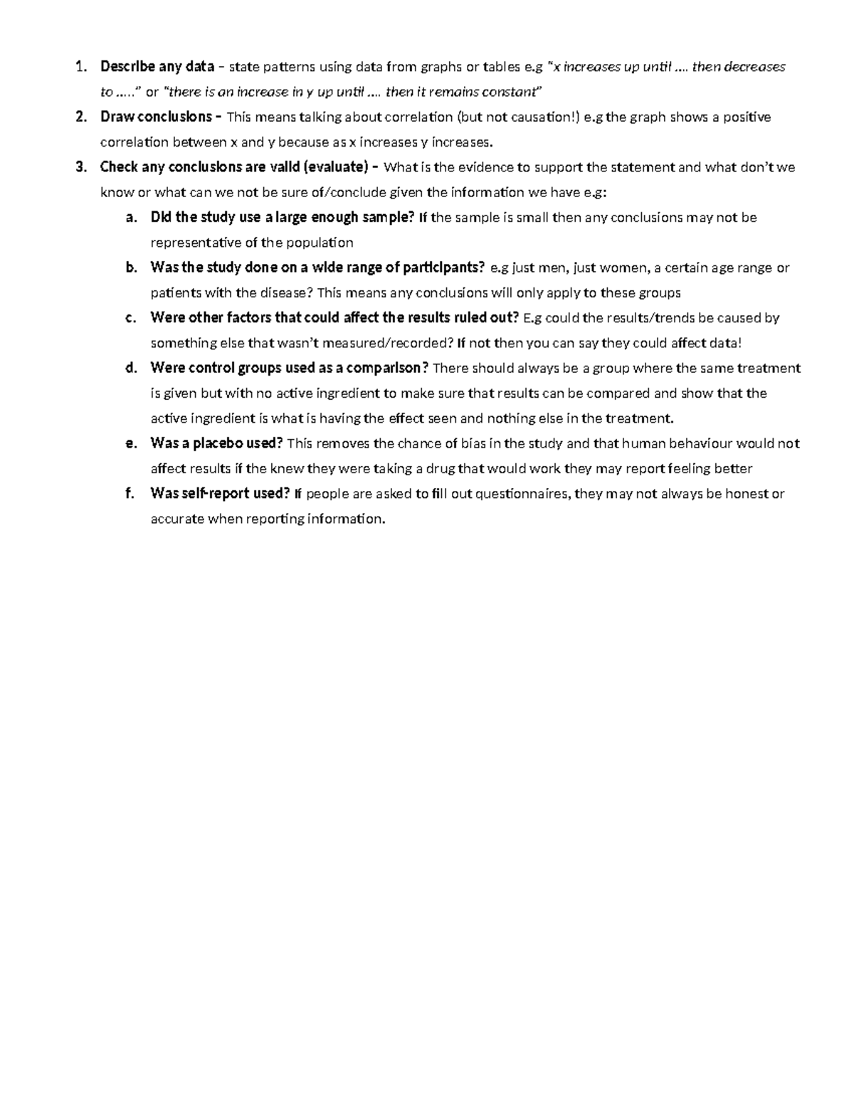 Bio data evaluation questions guide - Describe any data – state ...