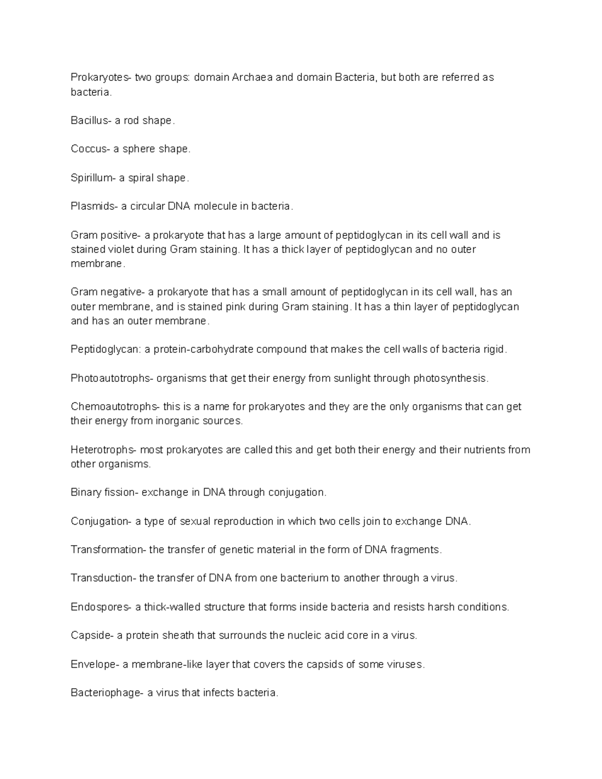 Bacteria virus vocab - Prokaryotes- two groups: domain Archaea and ...