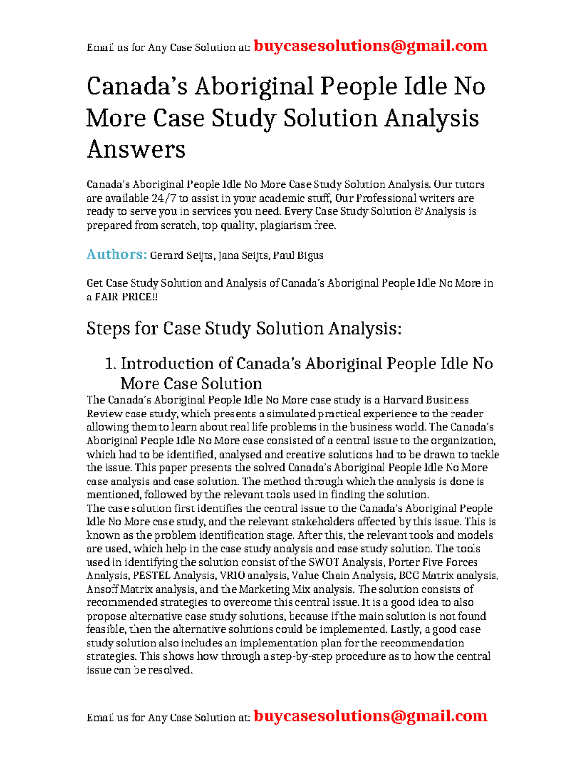 Case Solution Canada's Aboriginal People Idle No More - Canada’s ...