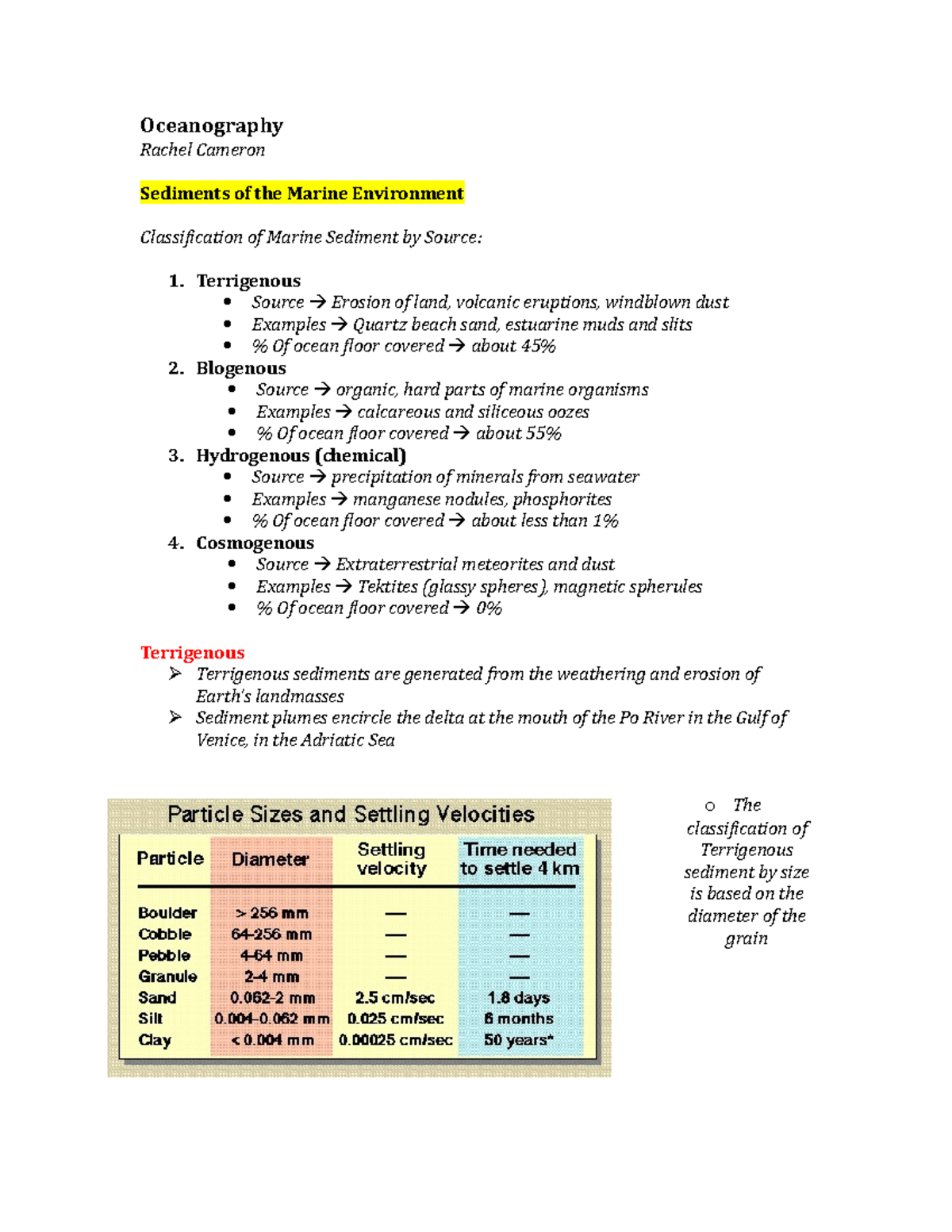 Oceanography - Lectures notes for Exam 1 - Oceanography Rachel Cameron ...
