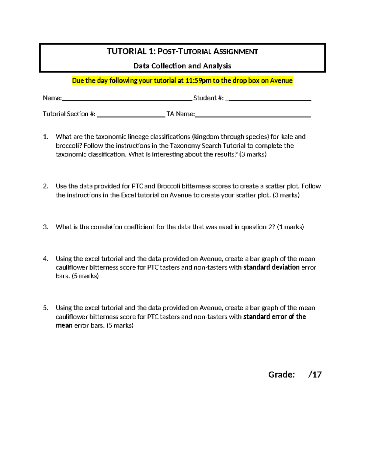 Tutorial 1 Assignment - Data Collection and Analysis - W24 - TUTORIAL 1: POST-TUTORIAL ...