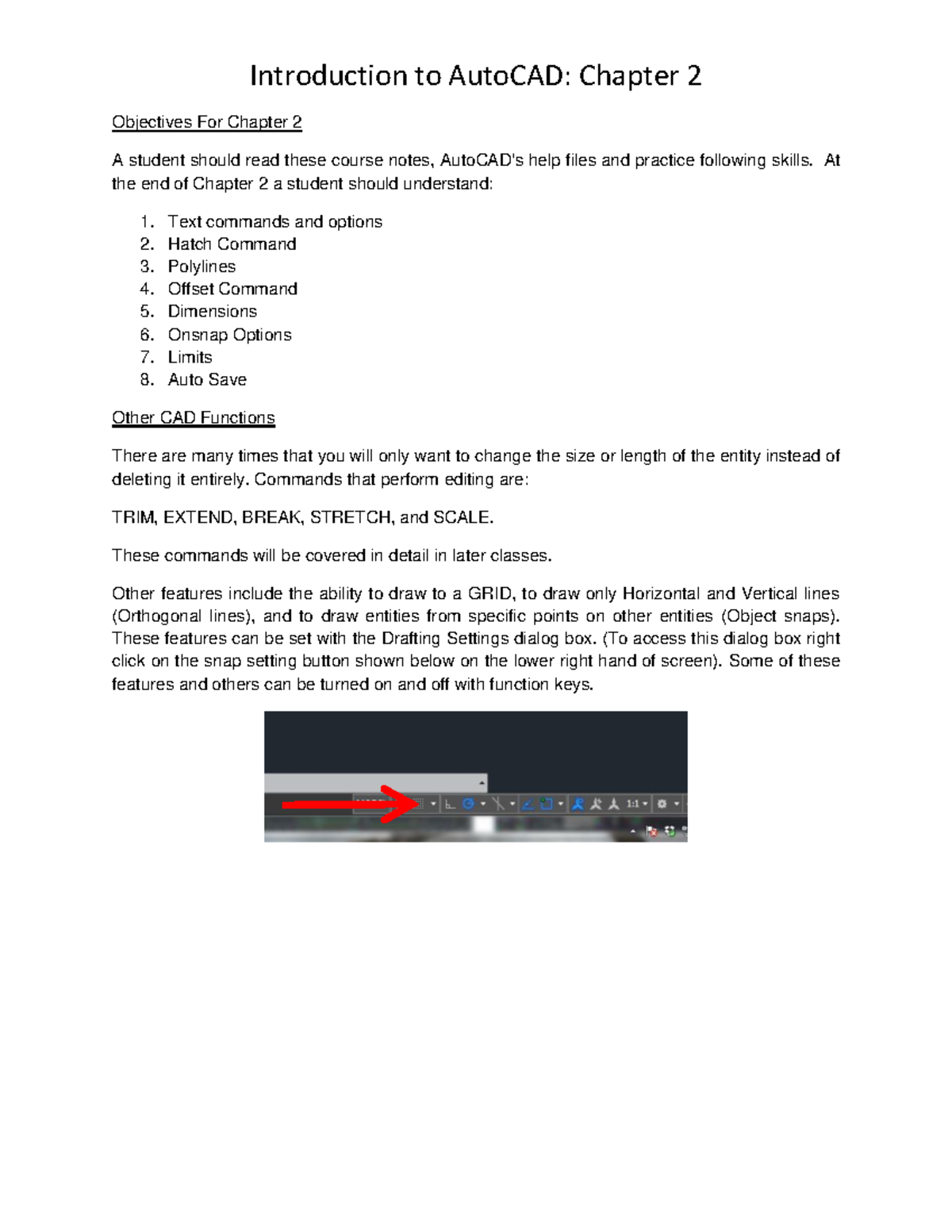 Auto Cad Chapter 2 12345 Objectives For Chapter 2 A Student Should