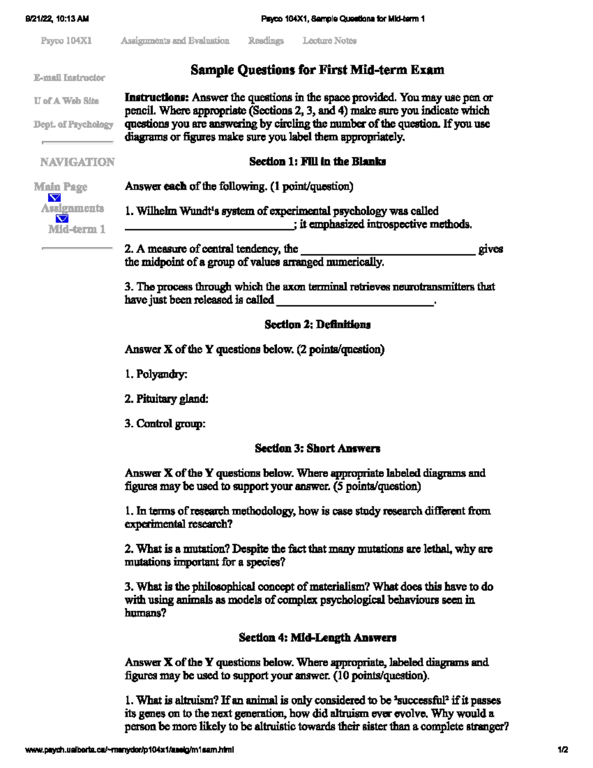 Psych 104 Practice Midterm 1 - psych 104 - Studocu