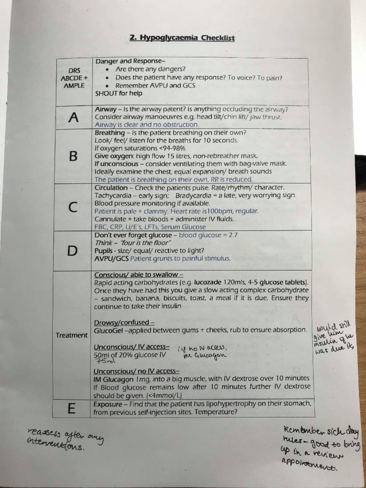 Hypoglycemia - Endocrine OSCE station and marksheet - A100 - Studocu