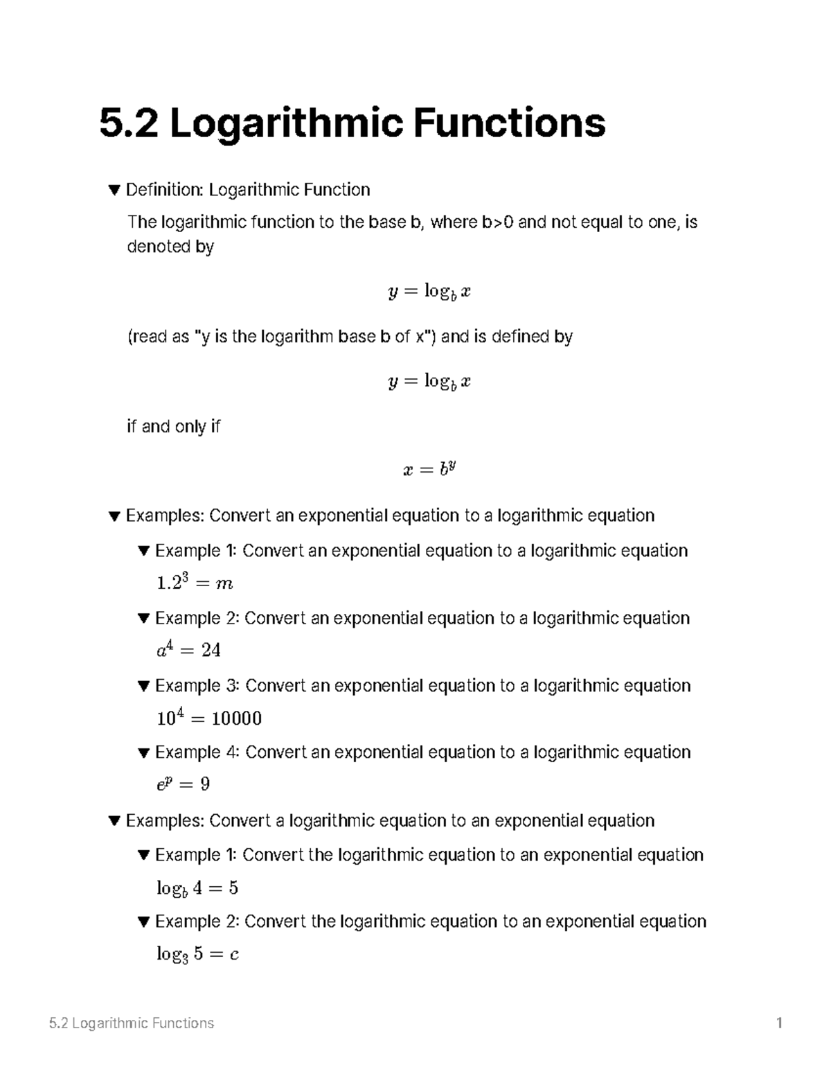 MAC1105-5 logarithmic functions - 5 Logarithmic Functions Definition ...