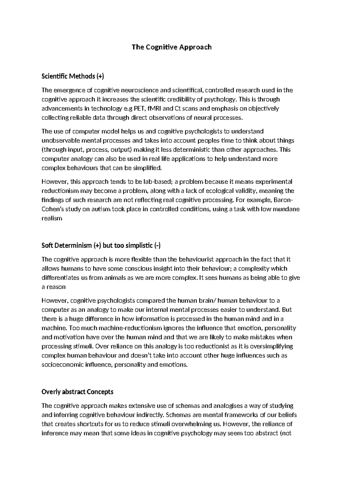 The Cognitive Approach Evaluation - The Cognitive Approach Scientific ...