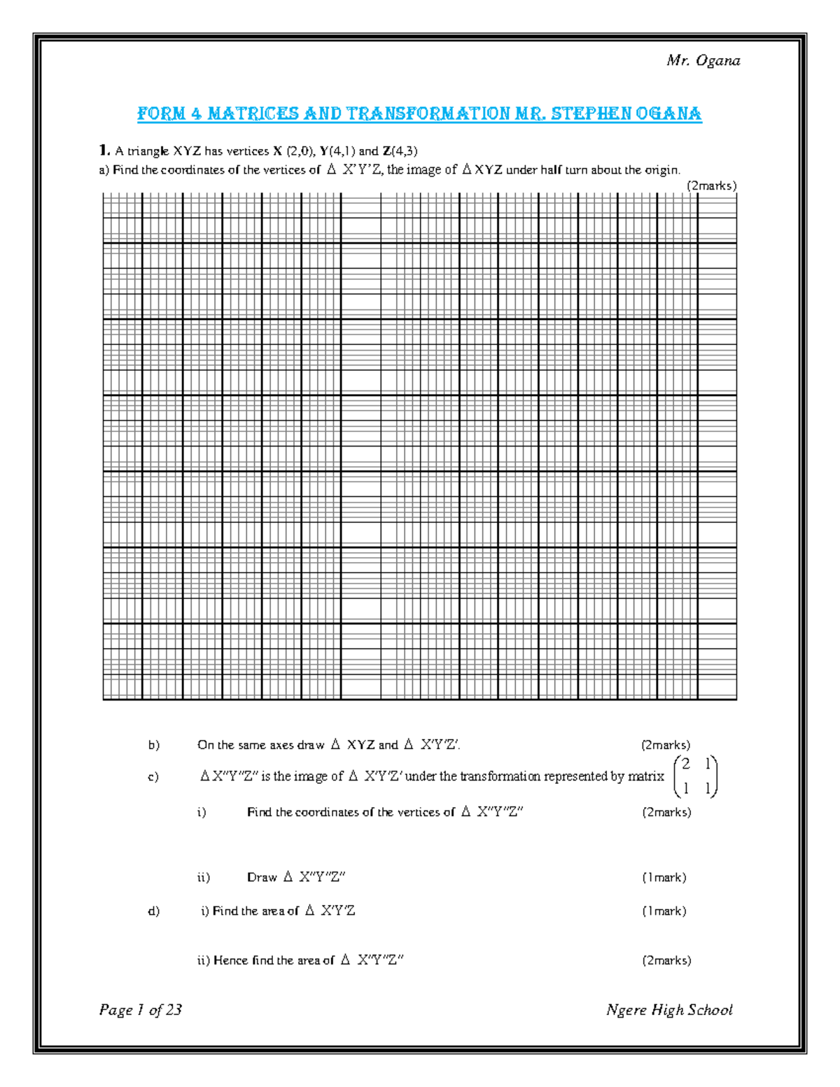 4.1 Matrices and transformation - FORM 4 MATRICES AND TRANSFORMATION MR ...