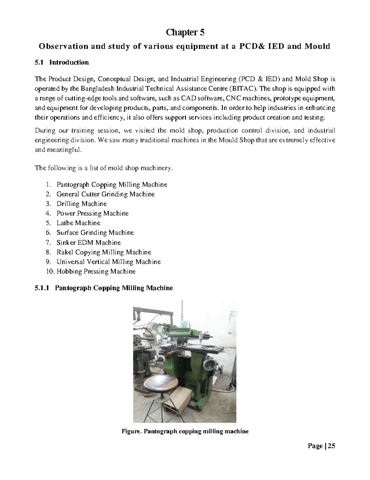 Bitac Industrial Training Report PCD IED and Mould Shop - Chapter 5 Observation and study of ...
