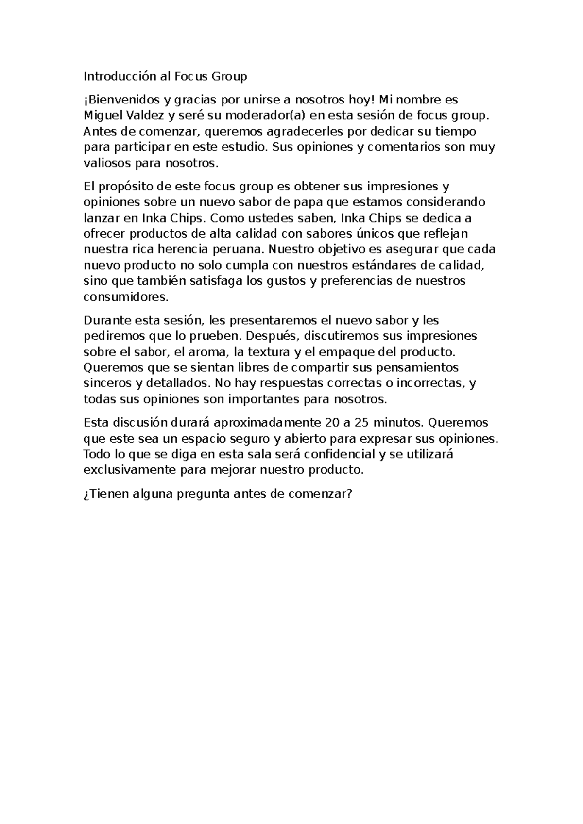 Introducción al Focus Group - Introducción al Focus Group ¡Bienvenidos y gracias por unirse a ...