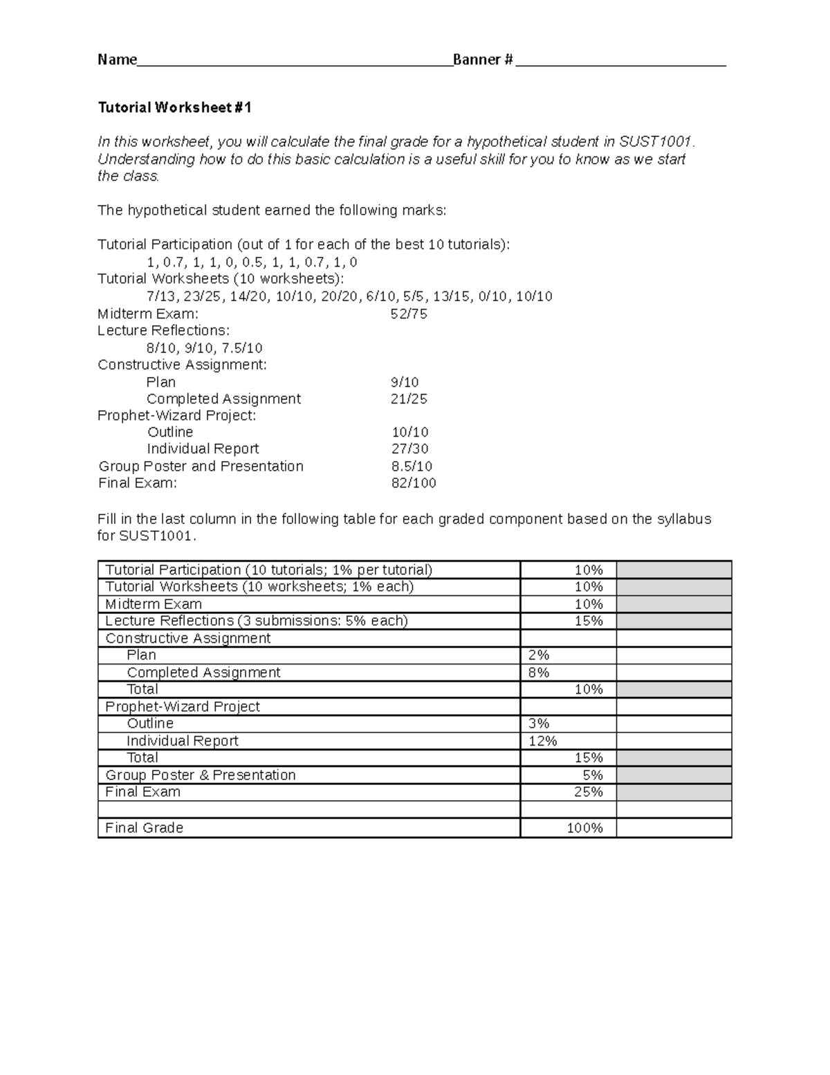 Tutorial Worksheet 1 - Name Banner Tutorial Worksheet # In this ...