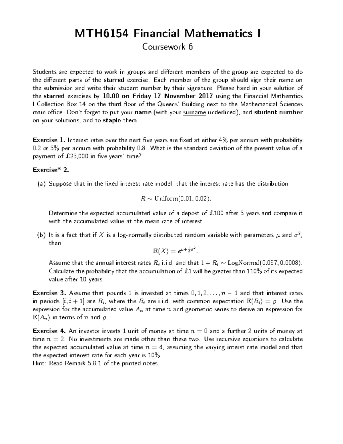 Coursework 06 2017 MTH6154 Financial Mathematics I Coursework 6 coursework-06-2017-mth6154-financial-mathematics-i-coursework-6