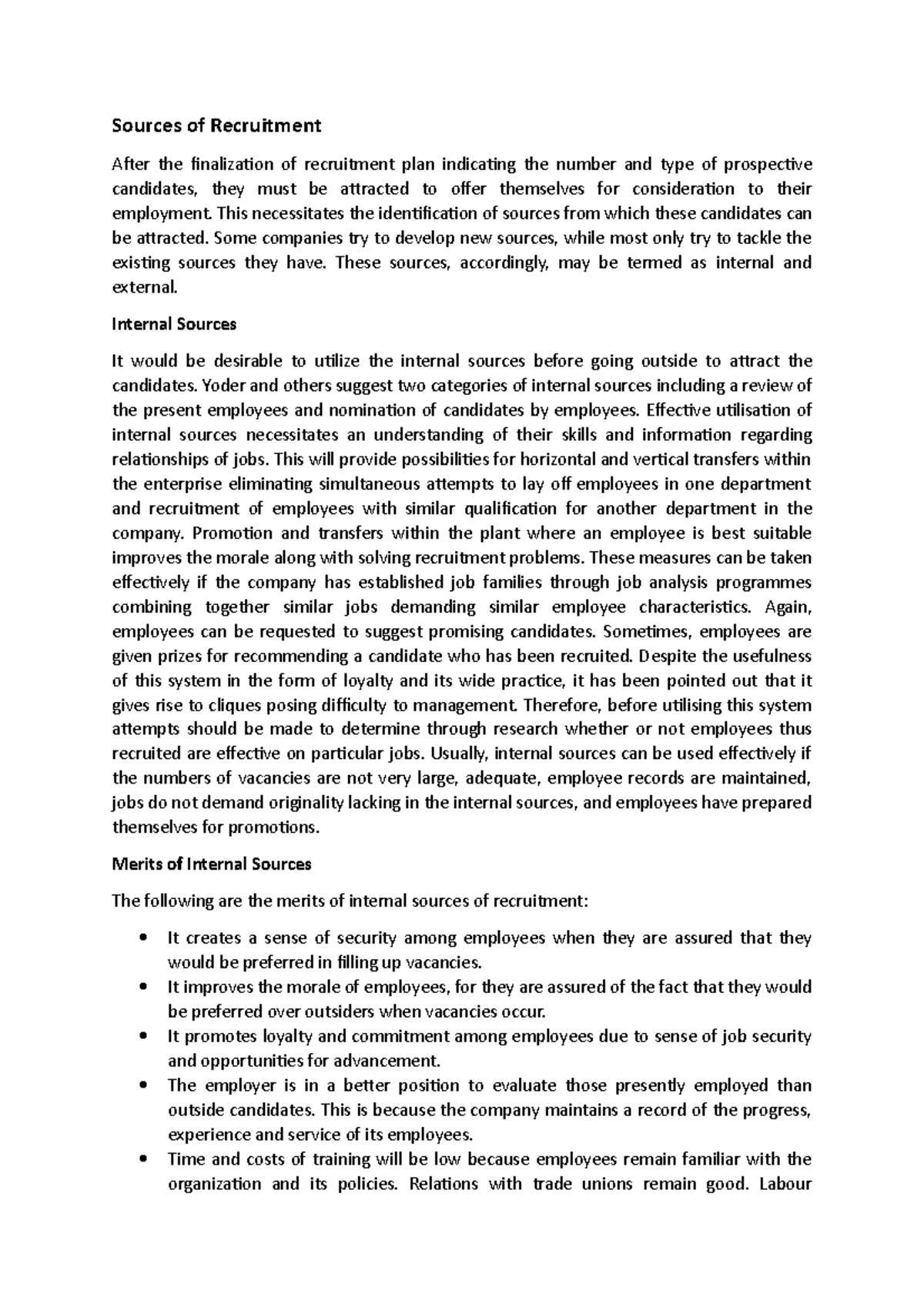 Sources of Recruitment - Sources of Recruitment After the finalization ...