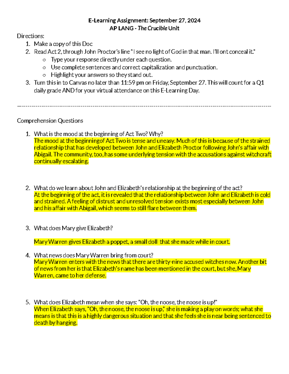 Copy of Crucible Act 2 Questions 2024 E Learning - E-Learning ...