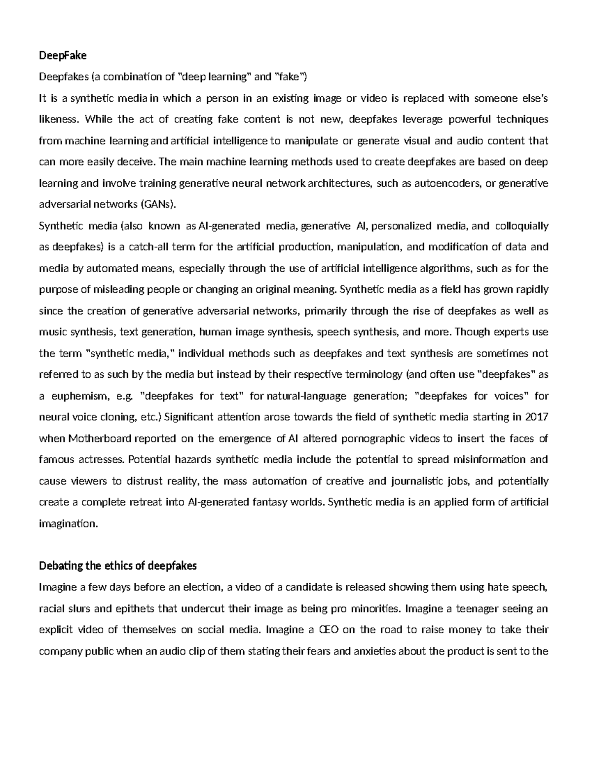 Week-03-Deep Fake - Its very helpful - DeepFake Deepfakes (a ...