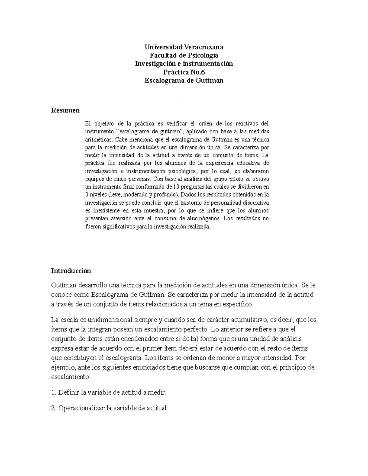 Escalograma de guttman editado - Universidad Veracruzana Facultad de ...