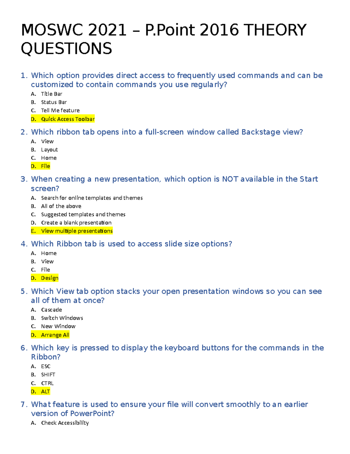 Moswc 2021 - Power Point 2016 - Theory Questions - MOSWC 2021 – P 2016 ...