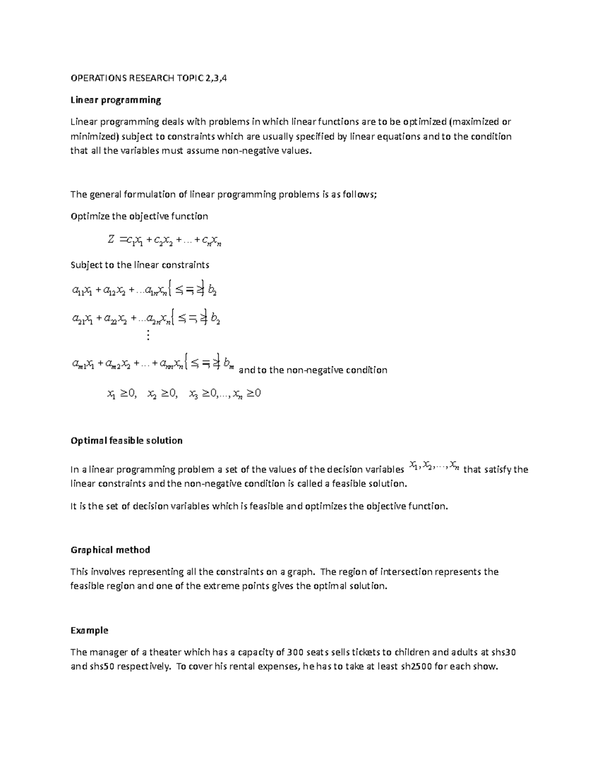 Operations Research Topic 2,3,4 - ####### OPERATIONS RESEARCH TOPIC 2,3 ...
